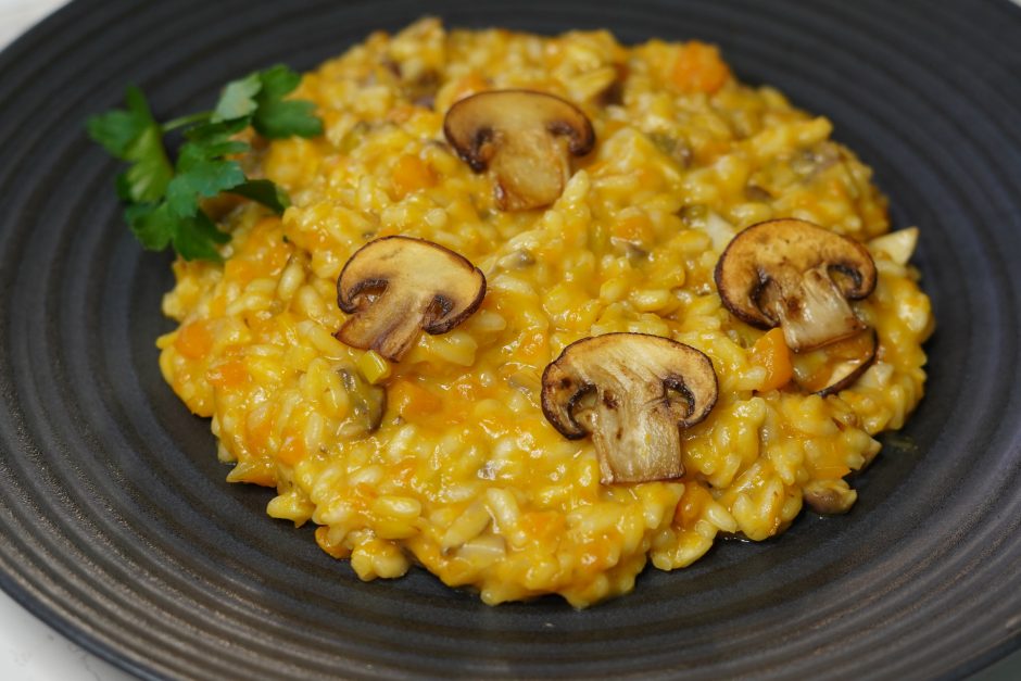 Risotto de calabaza, champiñones y queso manchego - Cocina con Noelia